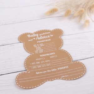 Baby Shower Games - Boy or Girl - We Can Bearly Wait Teddy Bear Baby Shower Advice Cards for Parents to Be - Set of 50 - Woodland Baby Shower Games (Teddy Bear)