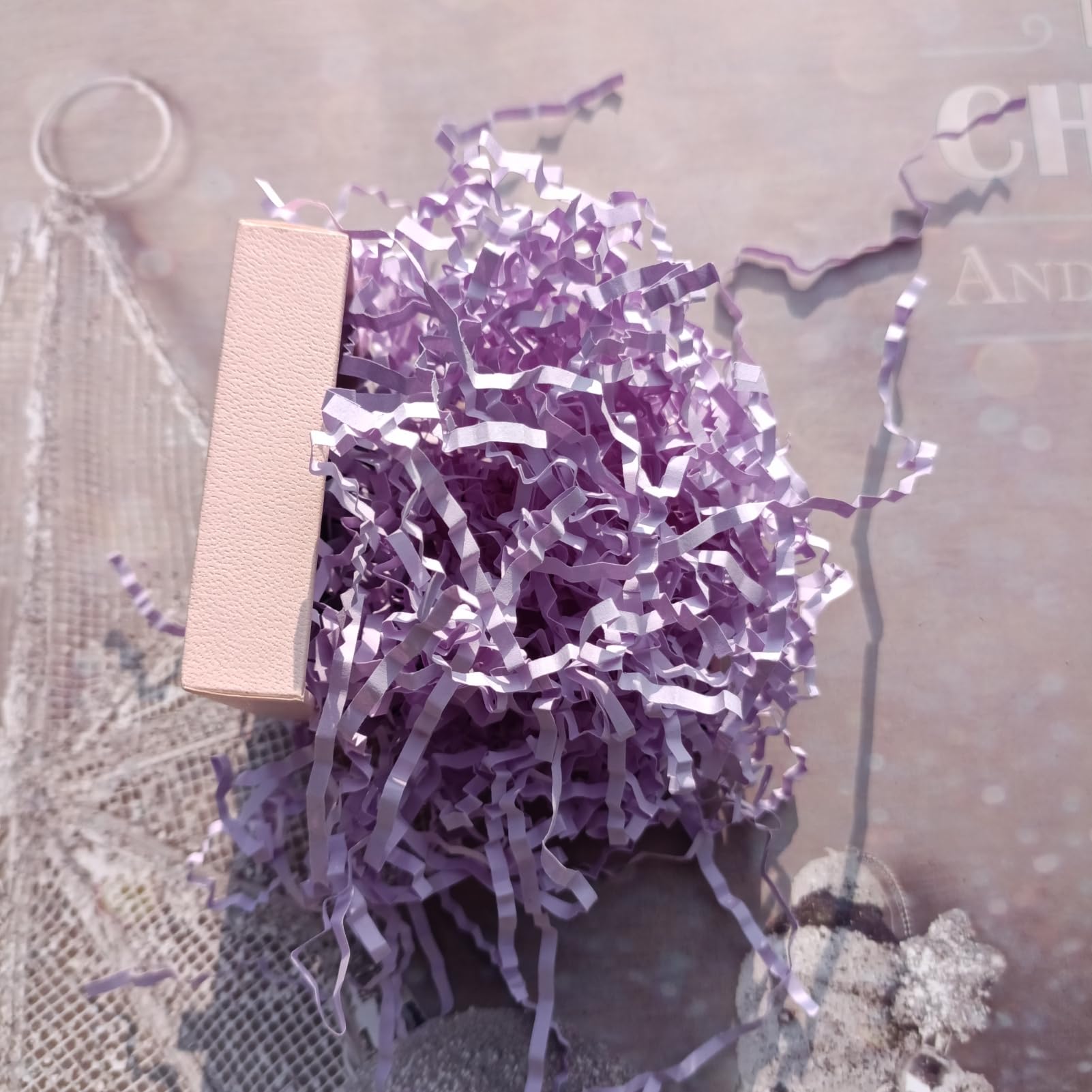 MGOHNACL 1/2 LB Crinkle Cut Paper Shredded Paper for Gift Box Baskets Filler, Purple Crinkle Cut Paper Shred Filler Confetti for Packaging