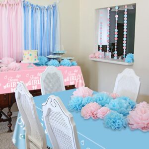 4Pcs Gender Reveal Tablecloths - Gender Reveal Decor Boys or Girls Table Coves Rectangular Pink and Blue Tablecloth Gender Reveal Ideas for Boy or Girl Party Supplies, 51 x 86.6 Inch (Gender Reveal-2)