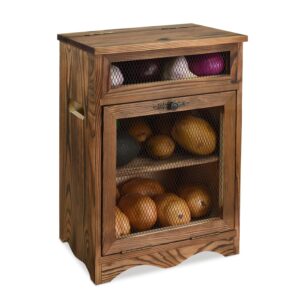 ikee design free assemble wooden countertop potato and onion storage bin box,countertop storage cabinet, wooden bread boxes, potato storage, coffee station,11.8w x 6.8d x 16h in, rustic color