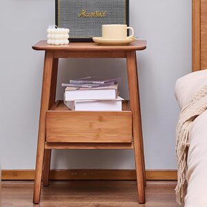 jikugo end tables bedroom,bamboo modern nightstand with drawers,side table end table bedside table,bedside table with open storage for bedroom