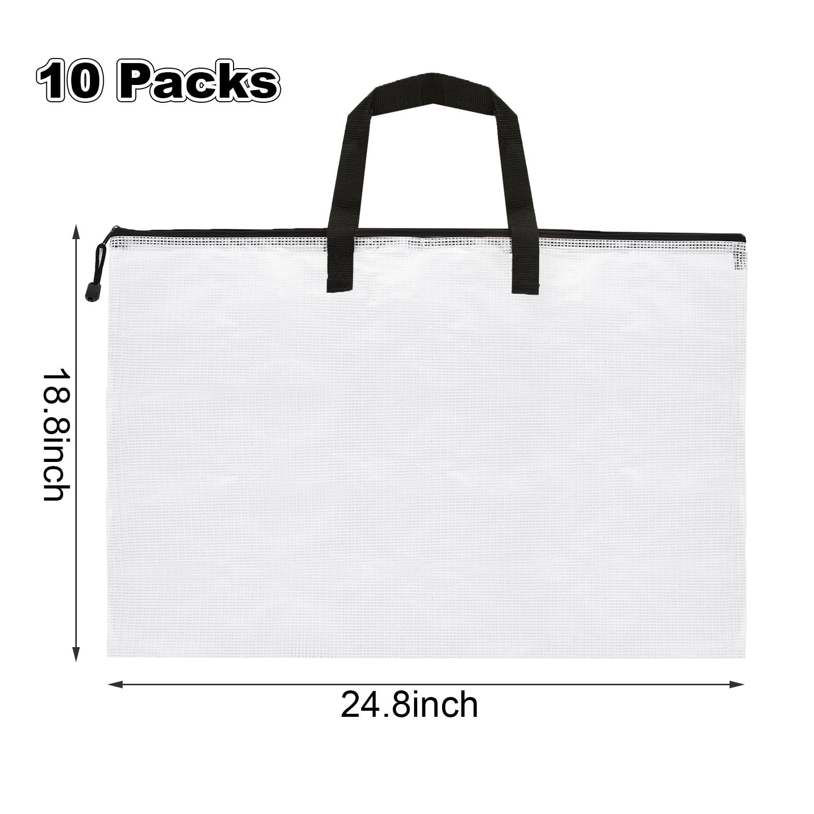 JMIATRY 10 PCS Plastic Art Portfolio Bag 18 x 24 Inch Art Portfolios Folder Case Art Poster Storage Bag Container for Poster, Scrapbook, Keepsake and Bulletin Board