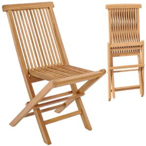 tangkula 2 piece wood patio folding chair, sturdy teak high-back chair with slatted design, portable & lightweight outdoor dining chair, natural appearance, perfect for backyard, camping