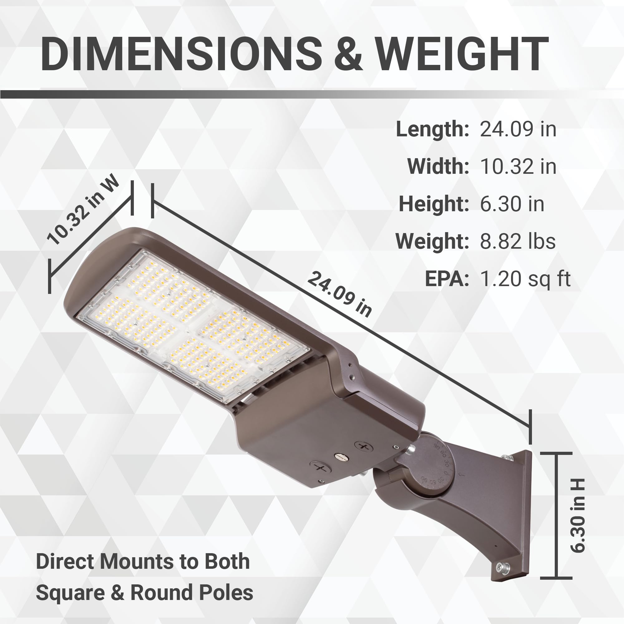 150W/120W/80W LED Parking Lot Light Fixture with Adjustable Direct Mount, 100-277VAC, 21,000lm, LED Flood Light Replaces Up to 500W Metal Halide/HPS, 3K/4K/5K CCT Selectable, DLC Premium, cUL Listed