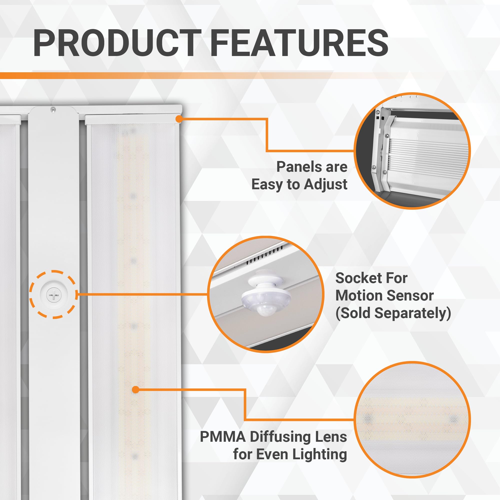 165W/130W/110W LED Linear High Bay Fixture, 2ft LED Shop Light, 4000K/5000K CCT, 400W MH Equal Warehouse Light for Indoor Commercial Warehouse and Shop Lighting, 100-277VAC, Tiltable Panels, White