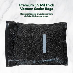 Stash Proof Vacuum Seal Bags 11" x 24" (50 Count) 5.5 Mil (Black and Black) - BPA Free Commerical Grade Food Saver for Storage, Sous Vide, and Meal Prep Sealer Bag