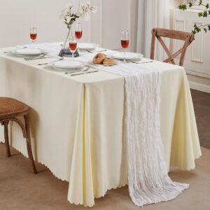 6 Pack White Cheesecloth Table Runner 10FT Long Boho Gauze Table Runner Rustic Sheer Runner for Wedding Bridal Baby Shower Birthday Party Table Decor Thanksgiving Christmas Decorations