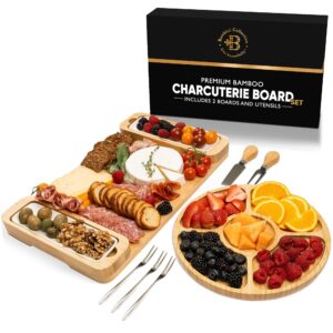 Bambüsi Charcuterie Board Gift Set - Cheese Board & Serving Tray - Large Bamboo Charcuterie Boards - Unique for Women - Housewarming Gifts for New Home, Wedding Gifts for Couples 2024