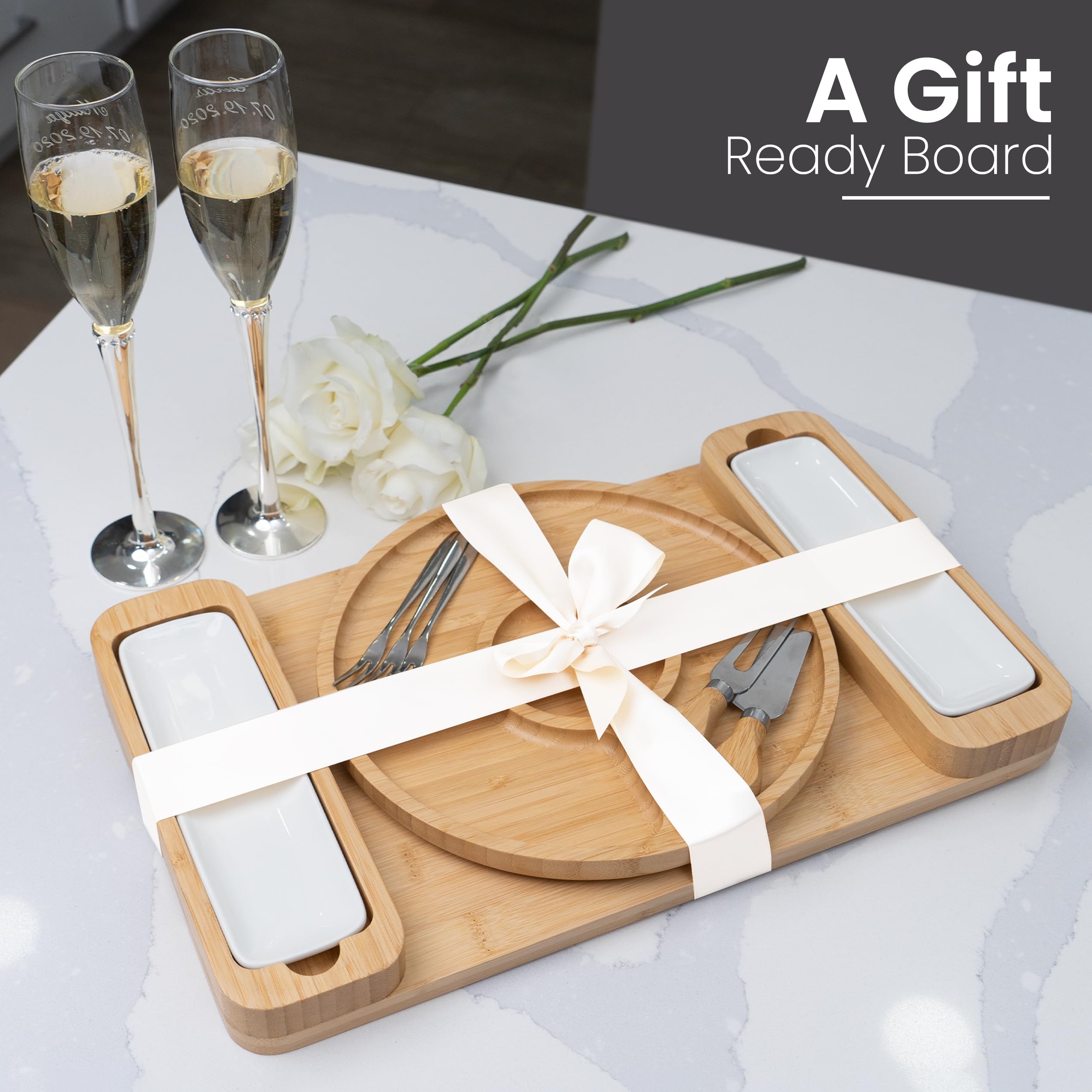 Bambüsi Charcuterie Board Gift Set - Cheese Board & Serving Tray - Large Bamboo Charcuterie Boards - Unique for Women - Housewarming Gifts for New Home, Wedding Gifts for Couples 2024