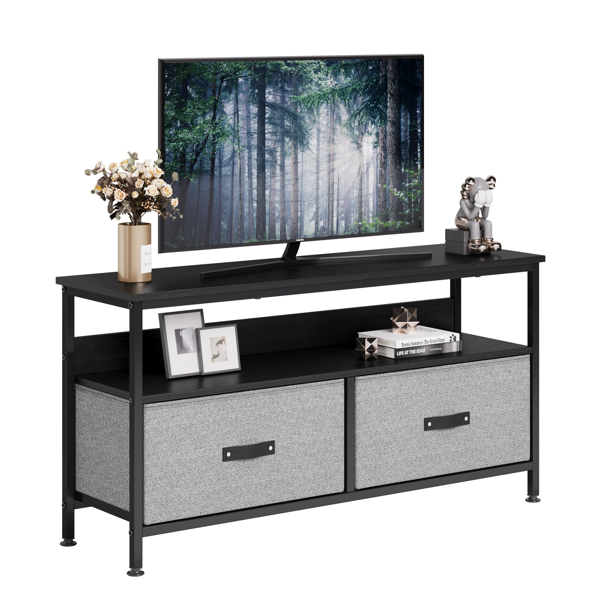 IDEALHOUSE Dresser TV Stand, Entertainment Center with Storage, 50 Inch TV Stand for Bedroom Small TV Stand Dresser with Drawers and Shelves, TV & Media Console Table Furniture for Living Room, Grey