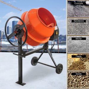 Oarlike 5.0 Cu. FT Concrete Mixer, Electric Cement Mixer Machine for Stucco with Wheel and Stand