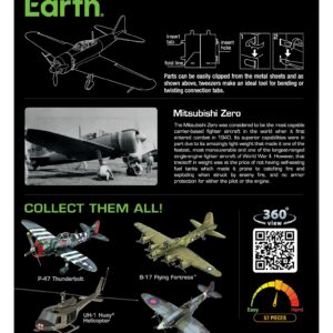 Metal Earth Zero Fighter Color 3D Metal Model Kit Fascinations