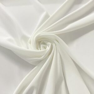 Stretch Crepe Fabric - Versatile Polyester Cloth by The Yard with 2-Way Stretch - Ideal for Dresses, Gowns, Pants, Drapes, and Backdrops - 1 Yard (Off-White)