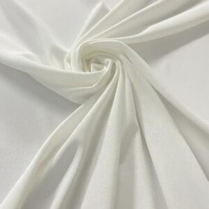 Stretch Crepe Fabric - Versatile Polyester Cloth by The Yard with 2-Way Stretch - Ideal for Dresses, Gowns, Pants, Drapes, and Backdrops - 1 Yard (Off-White)