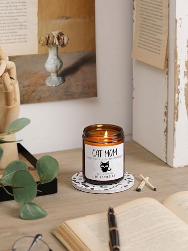 Cat Lover Candle Gift for Women, Mom Birthday Candle Gift, Funny Cat Mom 7OZ Candle Pet Owner Gift for Bathroom, Home