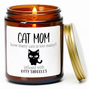 cat lover candle gift for women, mom birthday candle gift, funny cat mom 7oz candle pet owner gift for bathroom, home