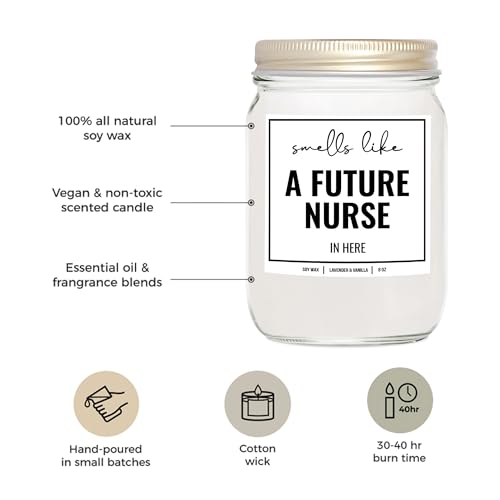 YouNique Designs Nursing Candle 8 oz - Nursing School Gifts for Nursing Student Gifts for Women, Men, Future Nurse Gifts, Nursing School Graduation Gifts, Student Nurse Gifts (Lavender & Vanilla)