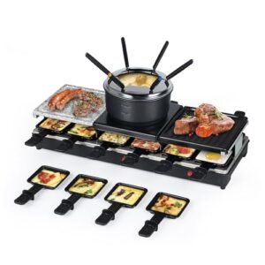 saenchue raclette table grill - indoor electric grill griddle - nonstick extra large reversible 4-in-1 outdoor dishwasher safe with cheese 12 paddles 12 spatulas for 12 person, fd-12