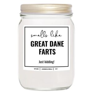 younique designs smells like great dane farts candle 8 oz - great dane gifts for great dane lovers - great dane gifts for owners dog farts candle - funny great dane mom gifts (lavender & vanilla)