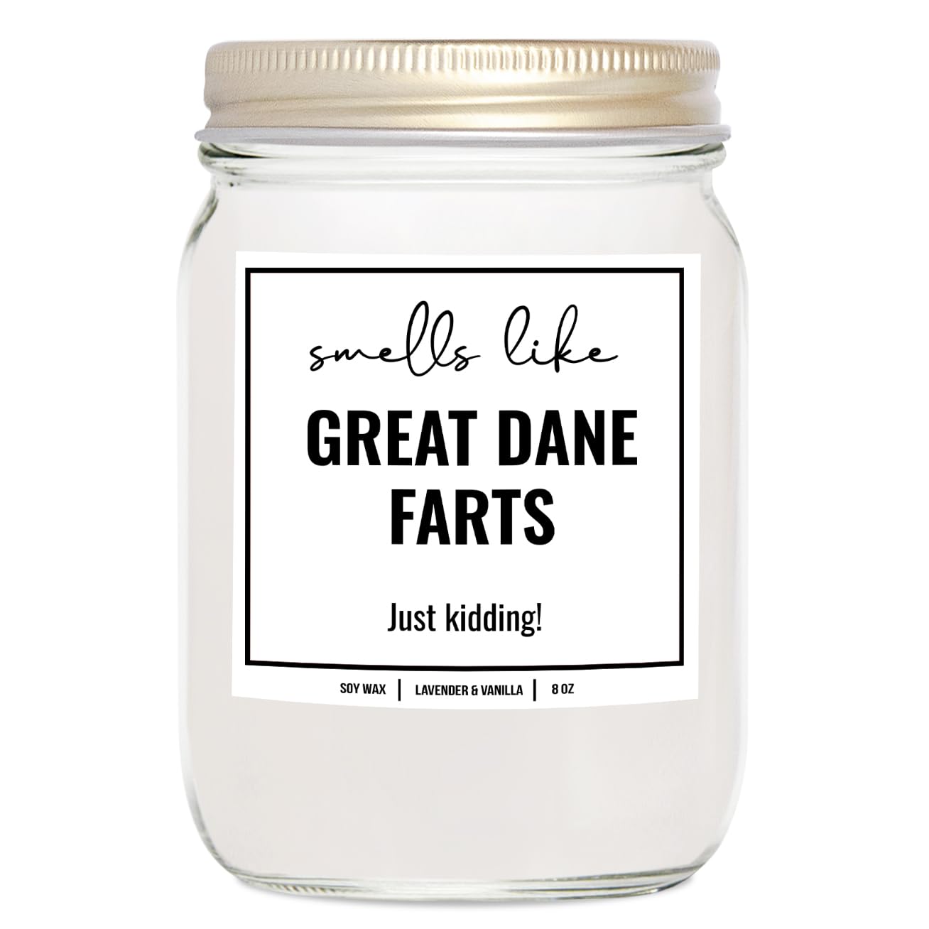 YouNique Designs Smells Like Great Dane Farts Candle 8 oz - Great Dane Gifts for Great Dane Lovers - Great Dane Gifts for Owners Dog Farts Candle - Funny Great Dane Mom Gifts (Lavender & Vanilla)