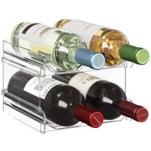 lifewit plastic stackable wine rack for refrigerator, cabinet, countertop,wine bottle holder, water bottle organizer for fridge, pantry, hold 4 bottles