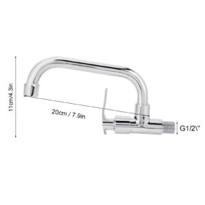 G1/2in Wall Mounted Faucet, 360 Swivel Spout Kitchen Sink Faucet Single Cold Water Tap Sink Commercial Faucet Single Handle Bathtub Vanity Faucet(20cm)