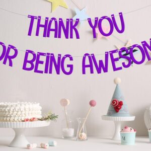 Thank You for Being Awesome Banner, Happy Retirement Decorations, We Will Miss You, Birthday Graduation Farewell Going Away Party Supplies Purple