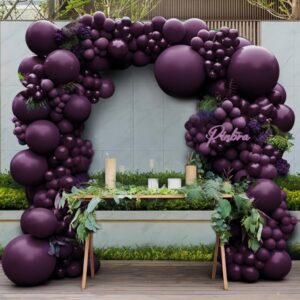 burgundy balloons double stuffed dark purple balloon garland plum balloons different sizes maroon mauve magenta balloon arch kit for birthday bridal shower wedding anniversary party decorations