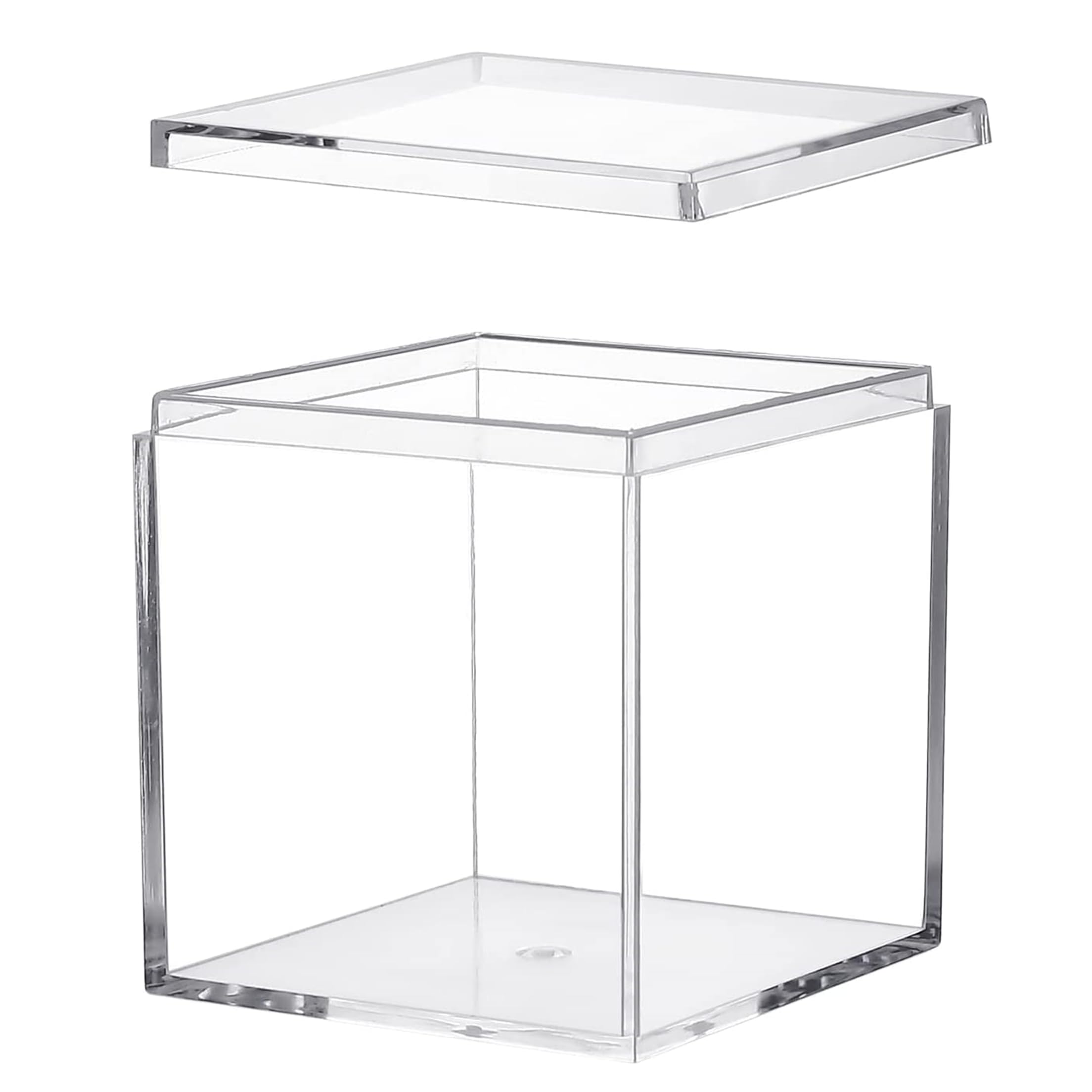 Acrylic Box Clear Box with Lid Plastic Square Cube for Display Small Acrylic Containers Jewelry Birthday Wedding Easter Party Decoration Lucite Box 3.4x3.4x3.4Inch