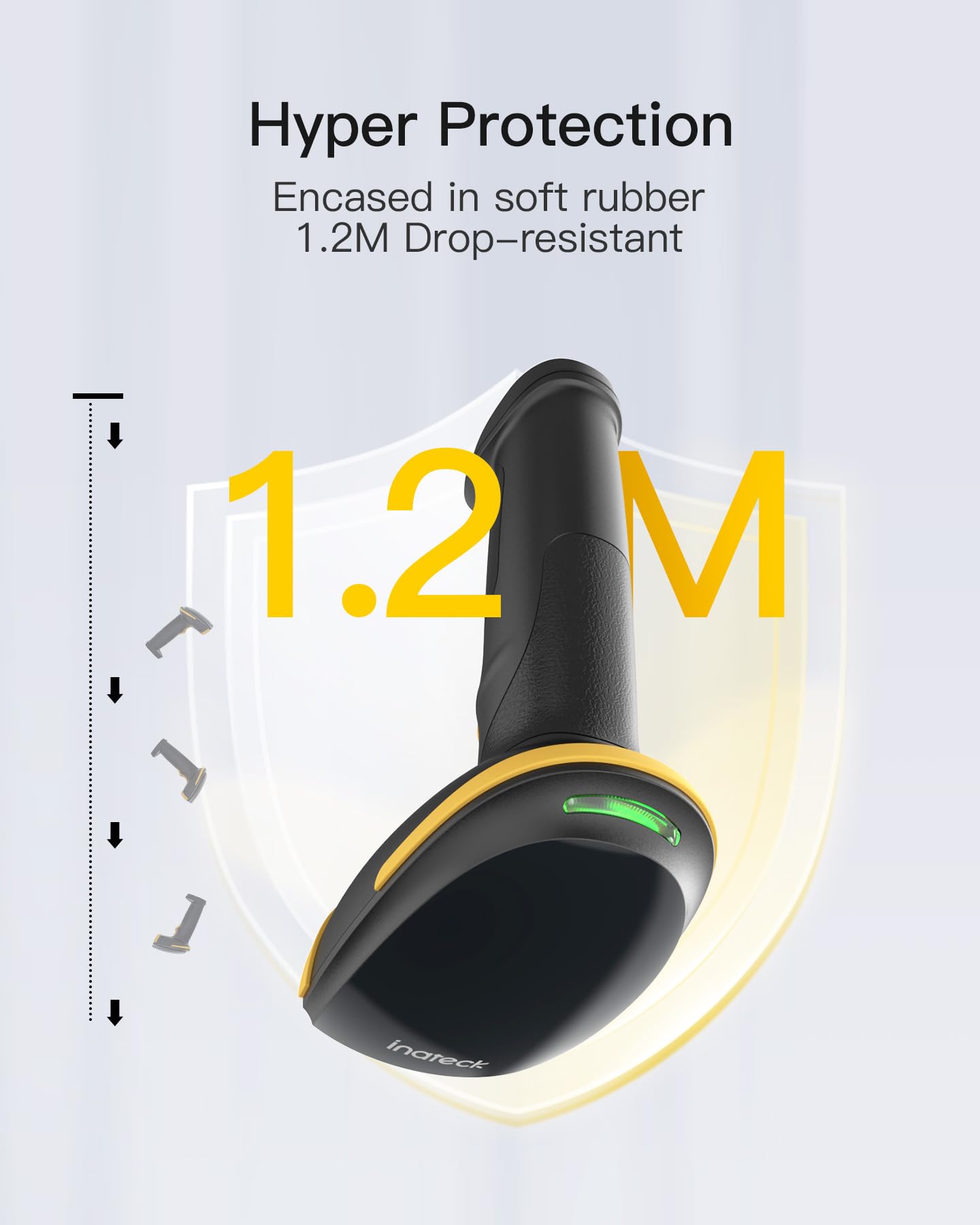 Inateck Wireless Barcode Scanner, Bluetooth Bar Code Scanner, 1D USB Barcode Reader Handheld, 1 Charge 3 Months, Scanner Barcode with APP and SDK