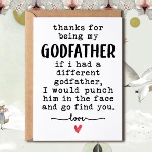 NTVShop Thanks Card - For Being My Godfather Card - Funny Birthday Card - Humorous Godfather Christmas Keepsake - Gift For Him