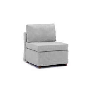 modern fabric linen middle module for modular sofa sectional sofa couch accent armless chair, cushion covers removable and washable,light grey