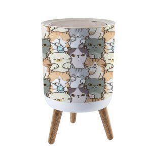 lgcznwdfhtz small trash can with lid for bathroom kitchen office diaper seamless pattern cute cartoon cat bedroom garbage trash bin dog proof waste basket cute decorative