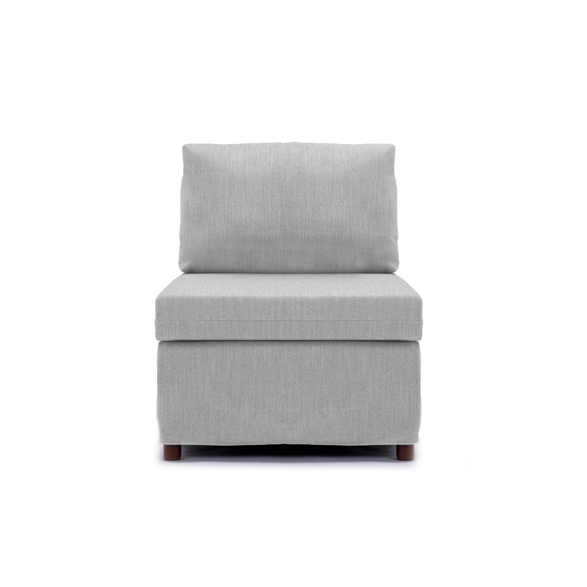 Modern Fabric Linen Middle Module for Modular Sofa Sectional Sofa Couch Accent Armless Chair, Cushion Covers Removable and Washable,Light Grey