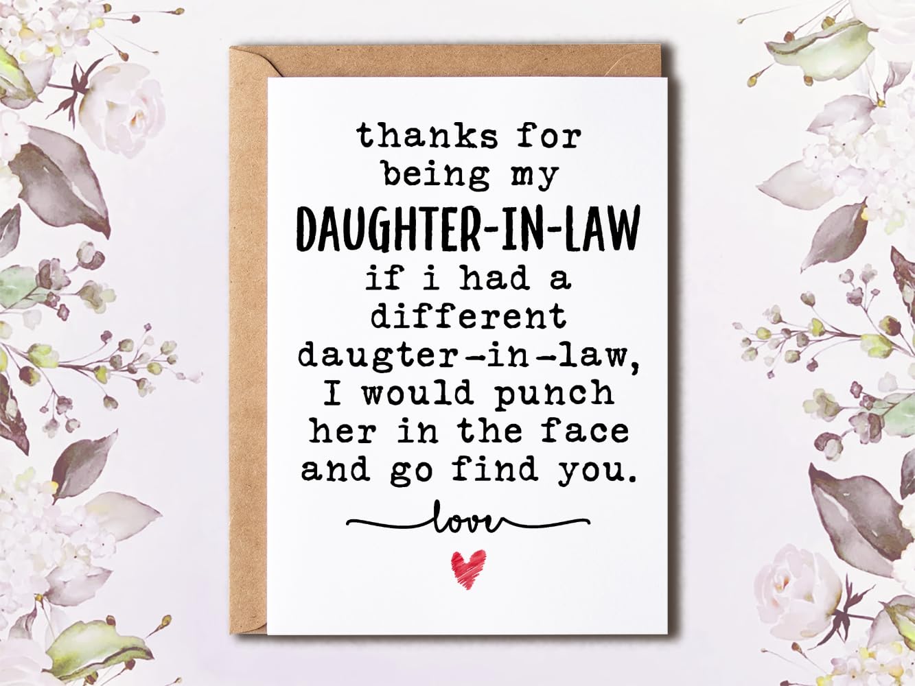 NTVShop Thanks Card - For Being My Daughter-In-Law Card - Funny Birthday Card - Funny Daughter-In-Law Christmas - Gift For Her