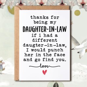 NTVShop Thanks Card - For Being My Daughter-In-Law Card - Funny Birthday Card - Funny Daughter-In-Law Christmas - Gift For Her