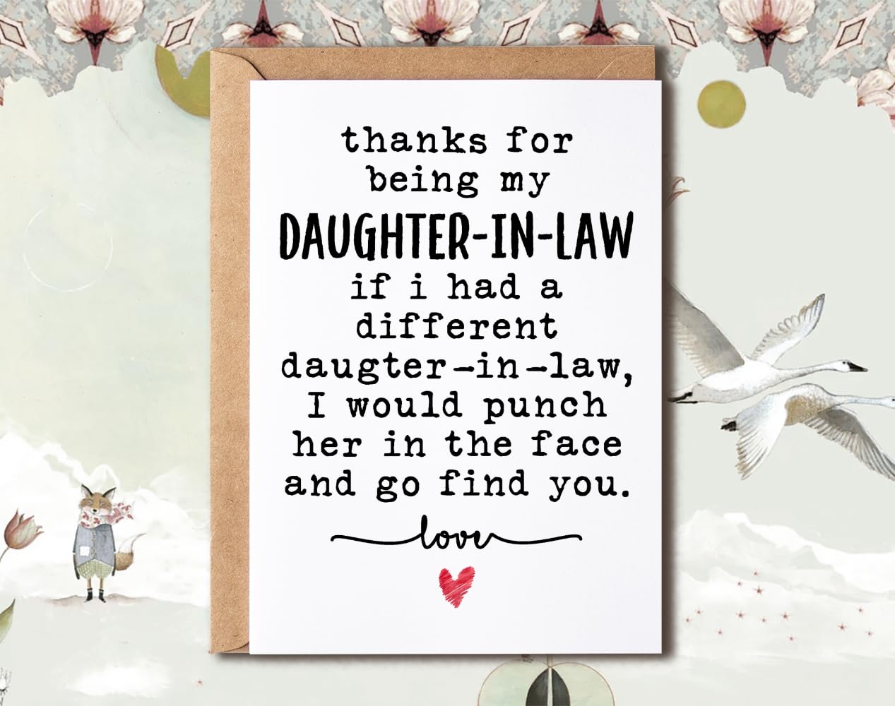 NTVShop Thanks Card - For Being My Daughter-In-Law Card - Funny Birthday Card - Funny Daughter-In-Law Christmas - Gift For Her