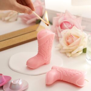 Tuitessine Cowgirl Gifts Cowboy Boot Candle Decorative Novelty Candles Natural Soy Wax Lavender Scented Cute Western Home Bedroom Decor Pink Birthday Women Girlfriend Sister Presents 2PCS