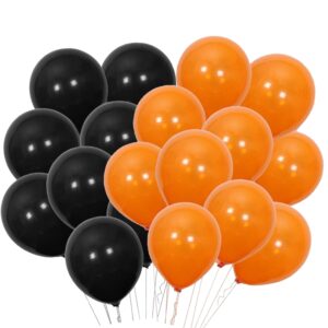 pmland 100 pieces black orange latex balloons 12 inches for halloween party supplies, black cat birthday decoration