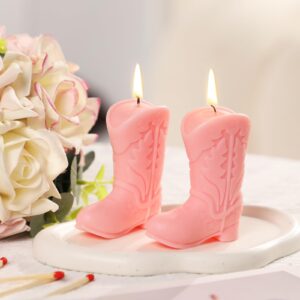 tuitessine cowgirl gifts cowboy boot candle decorative novelty candles natural soy wax lavender scented cute western home bedroom decor pink birthday women girlfriend sister presents 2pcs