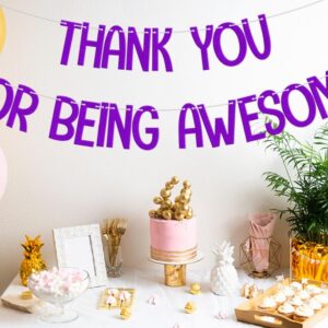 Thank You for Being Awesome Banner, Happy Retirement Decorations, We Will Miss You, Birthday Graduation Farewell Going Away Party Supplies Purple