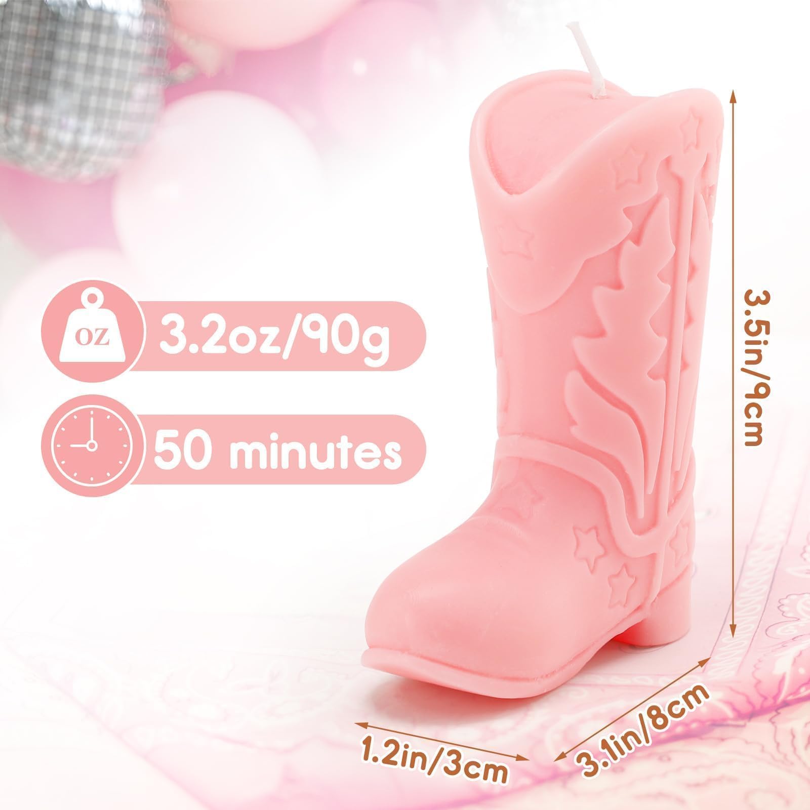 Tuitessine Cowgirl Gifts Cowboy Boot Candle Decorative Novelty Candles Natural Soy Wax Lavender Scented Cute Western Home Bedroom Decor Pink Birthday Women Girlfriend Sister Presents 2PCS