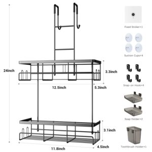 Aitatty Over the Door Shower Caddy Hanging: Black Rustproof Shower Organizer over the Door - No Drilling Bathroom Rack for Inside Shower