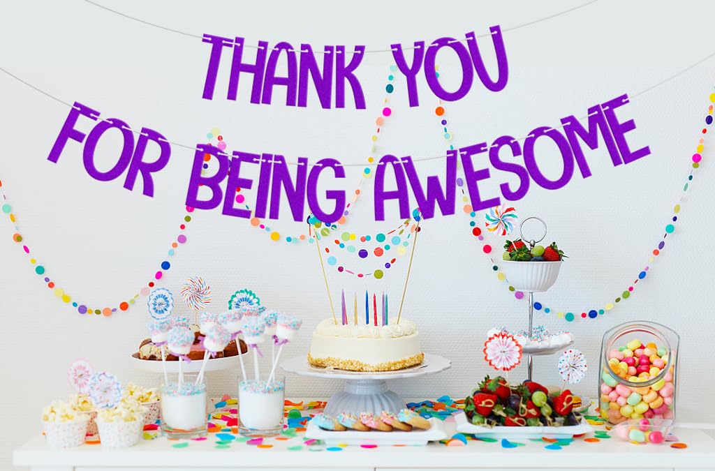 Thank You for Being Awesome Banner, Happy Retirement Decorations, We Will Miss You, Birthday Graduation Farewell Going Away Party Supplies Purple