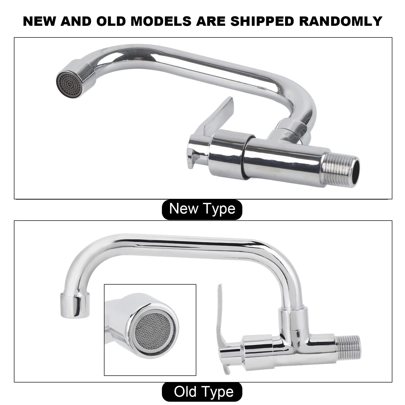 G1/2in Wall Mounted Faucet, 360 Swivel Spout Kitchen Sink Faucet Single Cold Water Tap Sink Commercial Faucet Single Handle Bathtub Vanity Faucet(20cm)