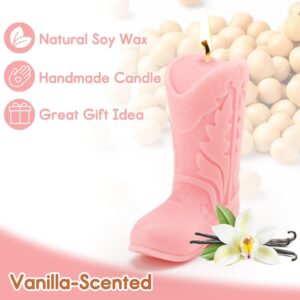 Tuitessine Cowgirl Gifts Cowboy Boot Candle Decorative Novelty Candles Natural Soy Wax Lavender Scented Cute Western Home Bedroom Decor Pink Birthday Women Girlfriend Sister Presents 2PCS