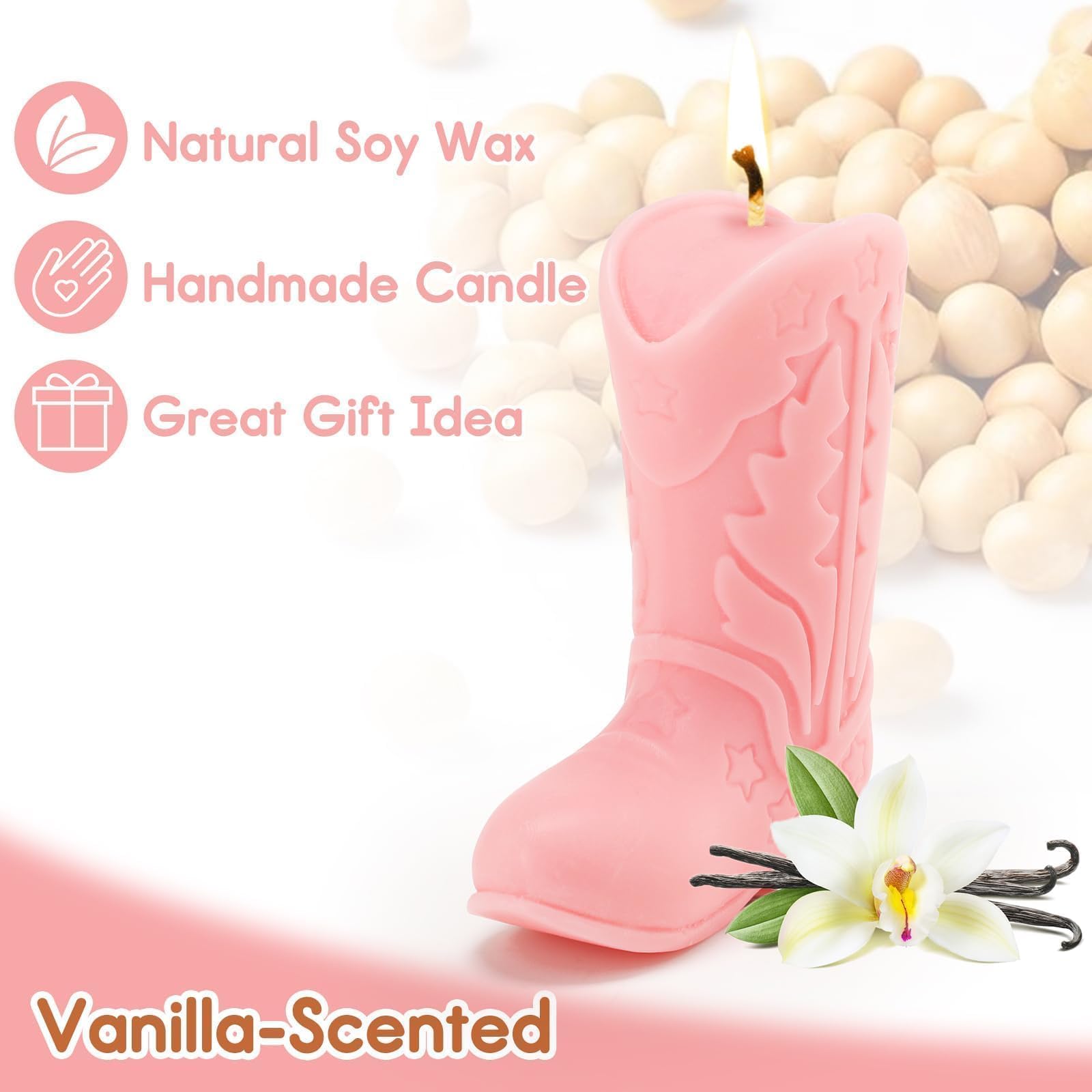 Tuitessine Cowgirl Gifts Cowboy Boot Candle Decorative Novelty Candles Natural Soy Wax Lavender Scented Cute Western Home Bedroom Decor Pink Birthday Women Girlfriend Sister Presents 2PCS