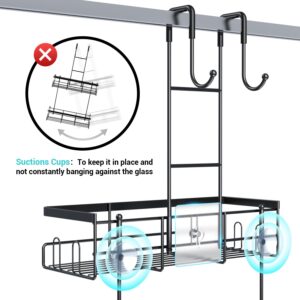 Aitatty Over the Door Shower Caddy Hanging: Black Rustproof Shower Organizer over the Door - No Drilling Bathroom Rack for Inside Shower