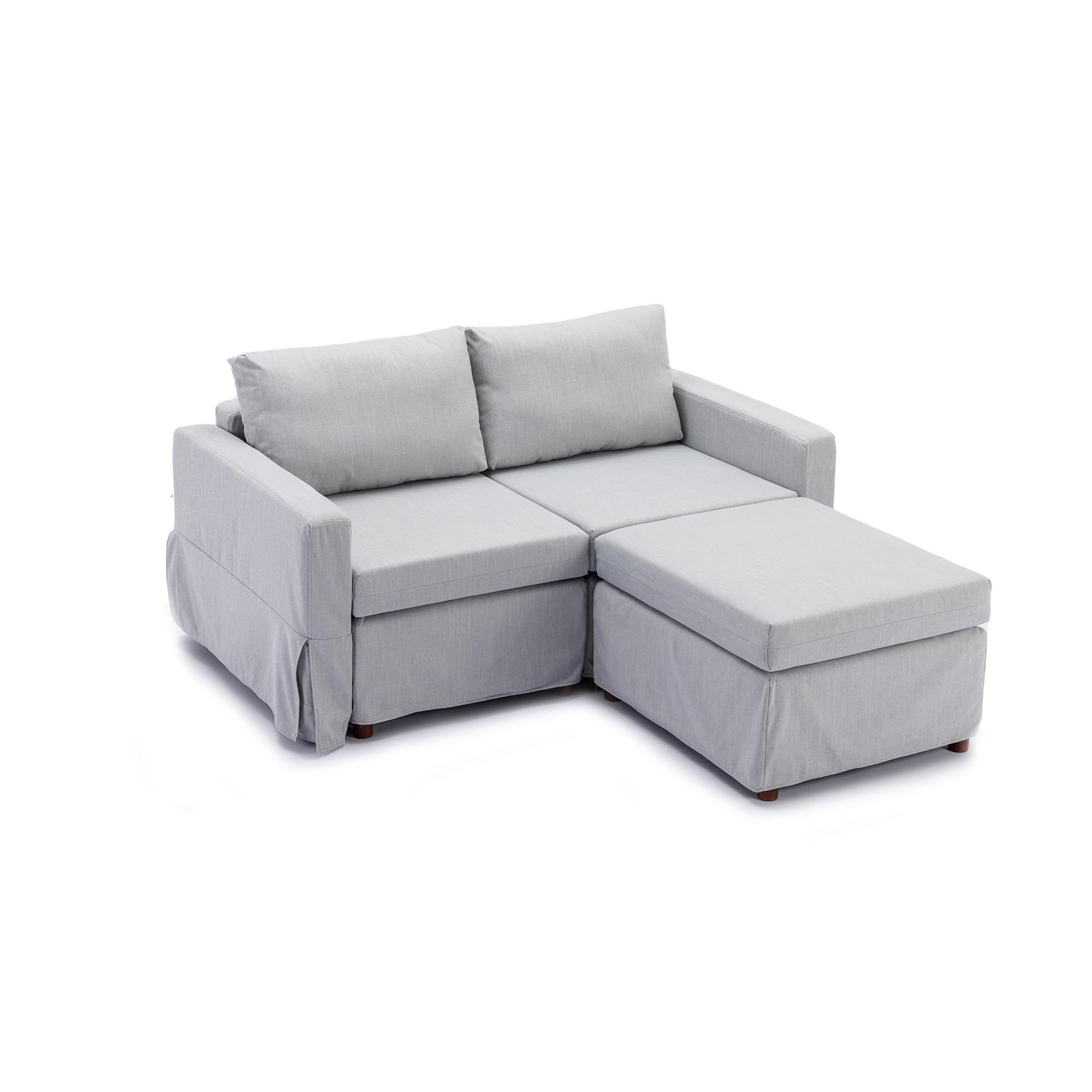 Modern Fabric Linen Middle Module for Modular Sofa Sectional Sofa Couch Accent Armless Chair, Cushion Covers Removable and Washable,Light Grey