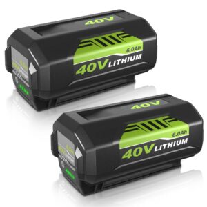 6000mah op4026 40 volt lithium replacement battery compatible with ryobi 40v battery op4050a op40601 op4040 op4030 op4050 op40261 op40201 op40401 cordless tools with led indicator (green) (2 pack)